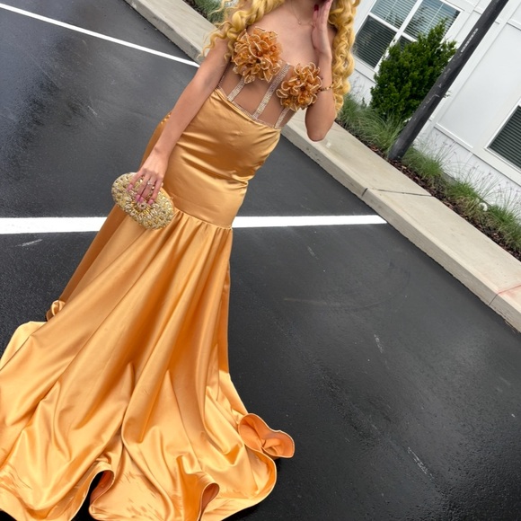 Dresses | Elegant Gold Evening Gown | Poshmark